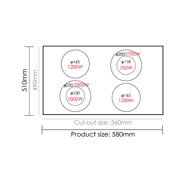 UTC . Startec Built-In Ceramic Hob 60cm, ER4604T - Stainless Steel ...