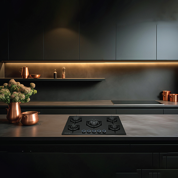 UTC . Startec Built-In Gas Hob 90cm, G5811GCPIL - Black Glass